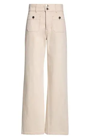 Veronica Beard Taylor Wide Leg Jeans - Ecru
