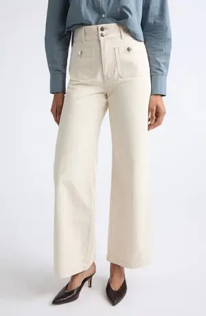 Veronica Beard Taylor Wide Leg Jeans - Ecru
