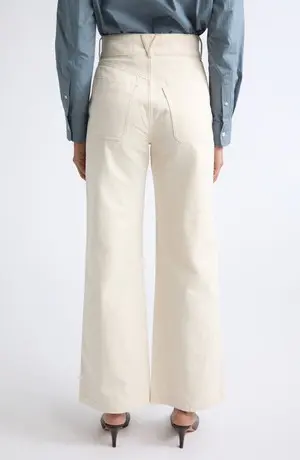 Veronica Beard Taylor Wide Leg Jeans - Ecru