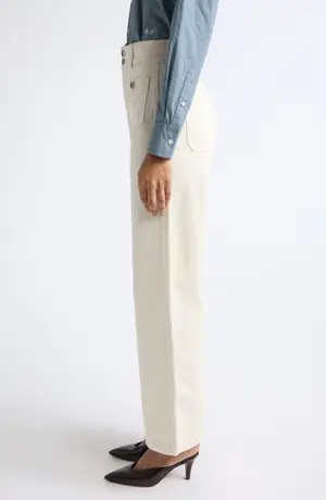 Veronica Beard Taylor Wide Leg Jeans - Ecru