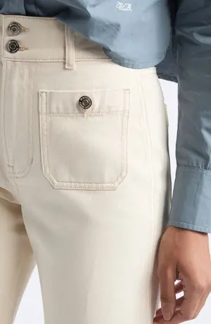 Veronica Beard Taylor Wide Leg Jeans - Ecru