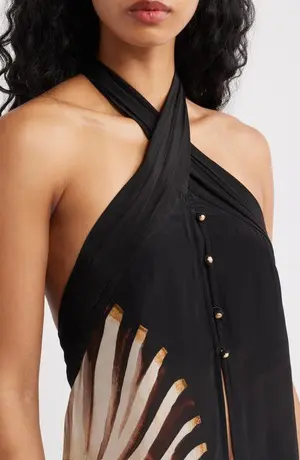 Farm Rio Ammonite Halter Neck Open Front Midi Tunic