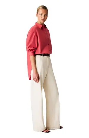 Another Tomorrow Pleat Back Shirt In Organic Cotton - Blush