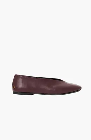 ANINE BING Smooth Leather Flat - Fig