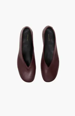 ANINE BING Smooth Leather Flat - Fig