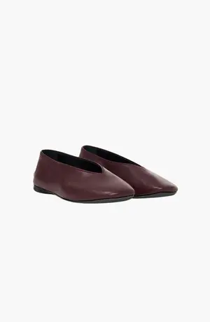 ANINE BING Smooth Leather Flat - Fig