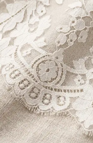 MODENAIRE High Waist Lace Embroidered Straight Pants