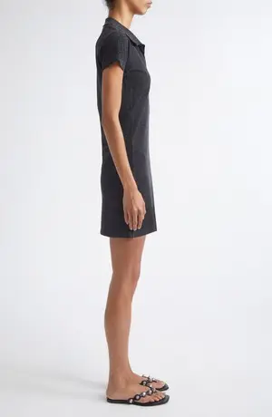 Alexander Wang Crystal Embellished Shrunken Piqué Polo Minidress