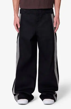 Mnml Rave Side Stripe Relaxed Leg Jeans - Black