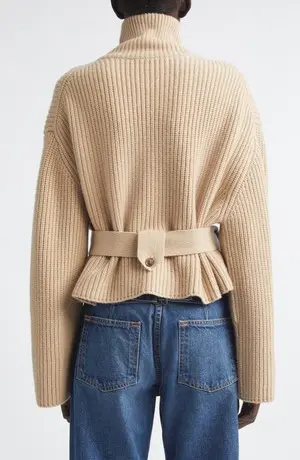 Brandon Maxwell The Neal Belted Cashmere Zip Cardigan