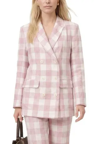 LILY AND LIONEL Zena Double Breasted Check Jacket - Pink