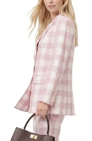 LILY AND LIONEL Zena Double Breasted Check Jacket - Pink