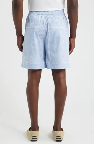 KROST Striped Cotton Blend Elastic Waist Shorts