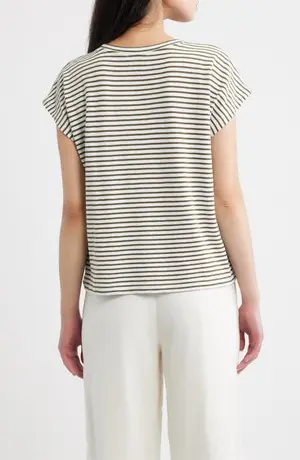 Eileen Fisher Striped Organic Cotton Dolman Sleeve Top