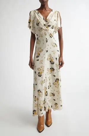 Isabel Marant Étoile Falja Floral Stretch Silk A-line Dress