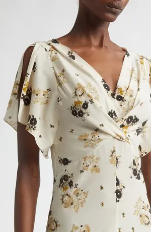 Isabel Marant Étoile Falja Floral Stretch Silk A-line Dress