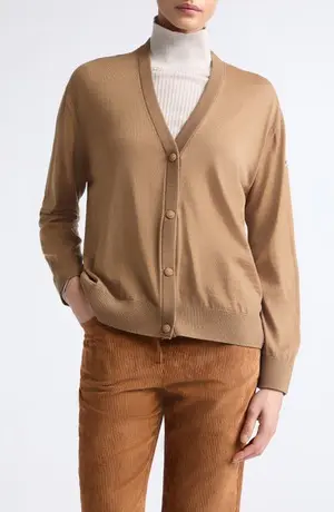 Moncler Virgin Wool Cardigan - Beige