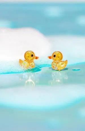 GIRLS CREW Rubber Ducky Cubic Zirconia Stud Earrings