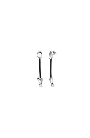 UNODE50 Long Leather Earrings With Sterling Plating