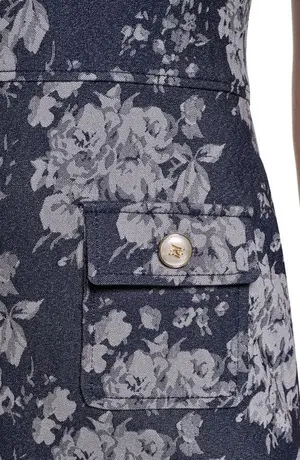 Karl Lagerfeld Paris Floral Stretch Denim Jacquard Sheath Dress