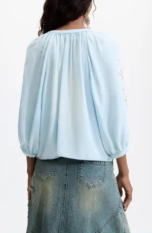 Desigual Embroidered Sleeve Top