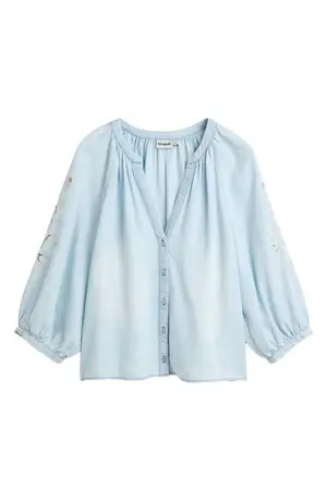 Desigual Embroidered Sleeve Top