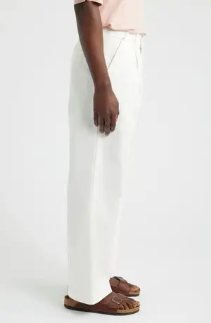 KROST Pleated Wide Leg Cotton Twill Trousers