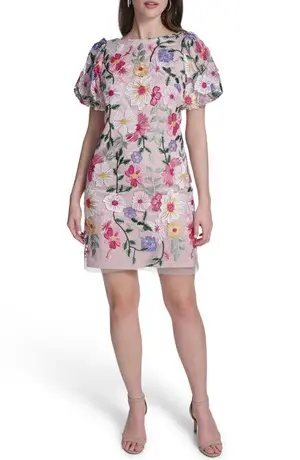 Eliza J Puff Sleeve Floral Shift Dress