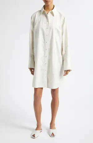 Derek Lam 10 Crosby Piper Long Sleeve Shirtdress - Bone/bone