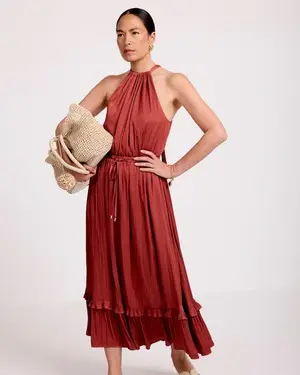 Mint Velvet Ruffle Halter Neck Maxi Dress
