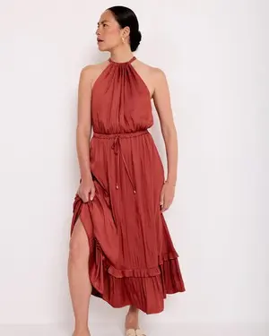 Mint Velvet Ruffle Halter Neck Maxi Dress
