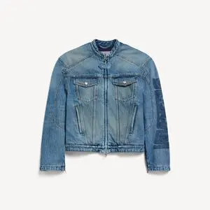 Balenciaga Squeeze" Denim Motorcycle Jacket