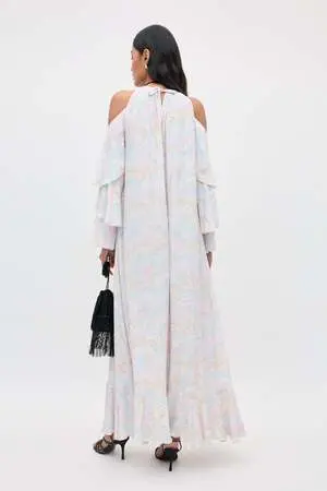 Rixo Niara Marble Swirl Pastel Maxi Dress