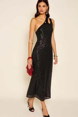 Rixo Avena Sequin Sequin Maxi Dress Regular - Black