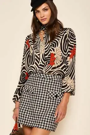 Rixo Mariah Houndstooth Mini Skirt