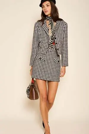 Rixo Mariah Houndstooth Mini Skirt