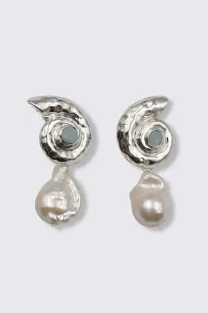 Rixo Cali Earrings With Pearl - Silver