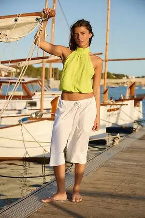 Free People Rosie Sandshell Linen Top