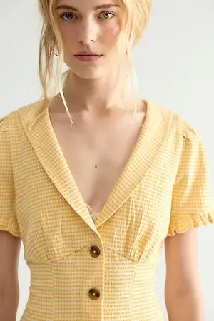Free People Corrine Button Down Mini Dress - Dandelion Combo