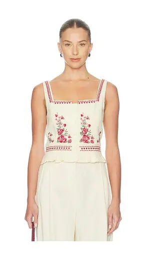 Agua Bendita Charlotte Cherish Top In Cream