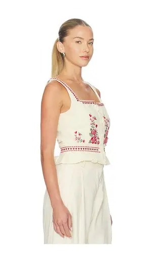Agua Bendita Charlotte Cherish Top In Cream