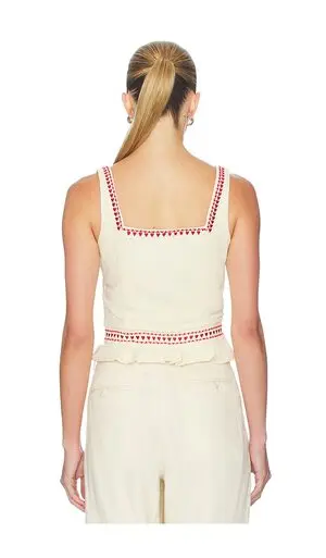 Agua Bendita Charlotte Cherish Top In Cream