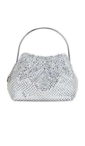 OLGA BERG Whitney Crystal Top Handle Bag In Metallic - Silver