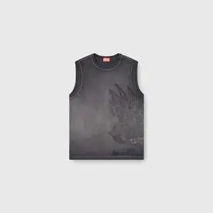 DIESEL® Sleeveless Jersey Top With Embossed Graphics