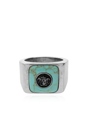 Versace Signet Ring With Stone