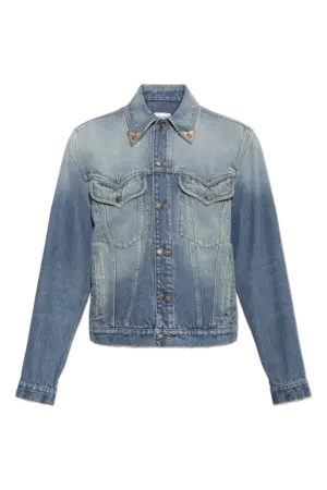 Versace Denim Shirt With Appliqués - Blue