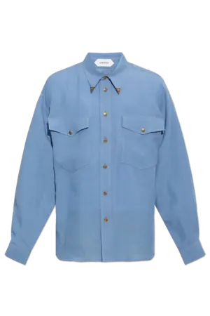 Versace Linen Shirt With Pockets - Blue