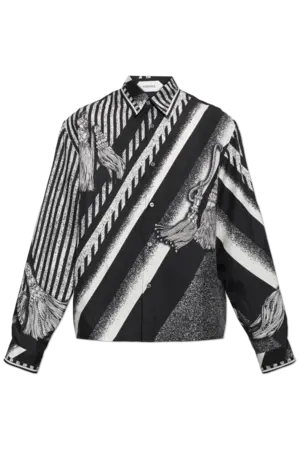 Versace Silk Shirt With Print - Black