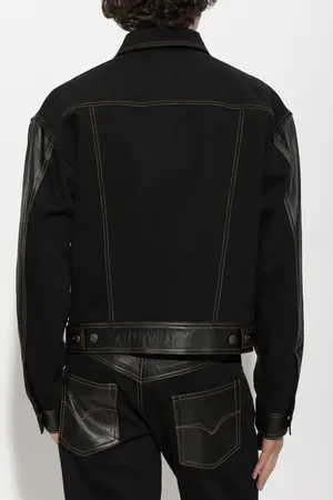 Versace Denim Jacket With Leather Inserts