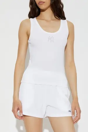 Sporty & Rich 47 New York Yankees Collection Rhinestone Logo Tank Top - White